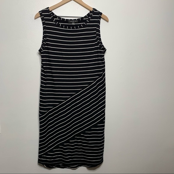 august silk | Dresses | August Silk Sleeveless Black And White Stripe ...